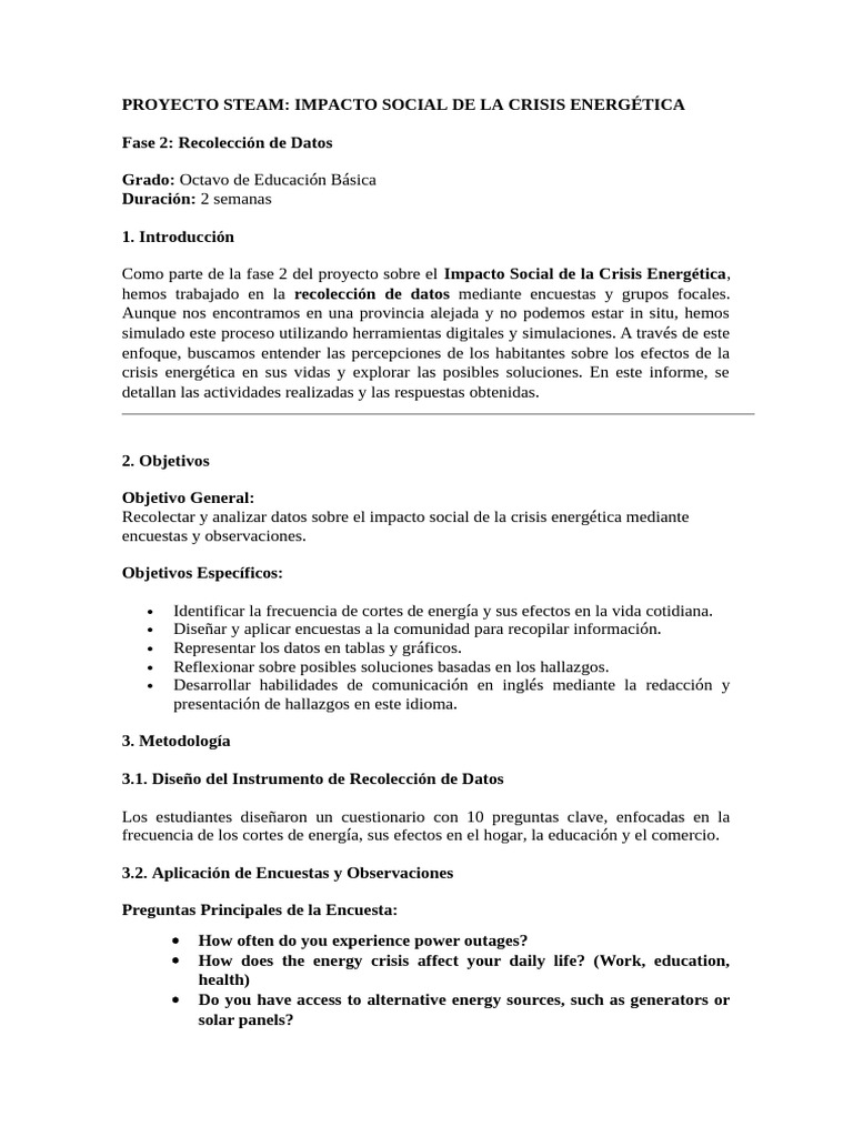 Proyecto Steam Octavo | PDF | Metodología de encuesta | Energía solar