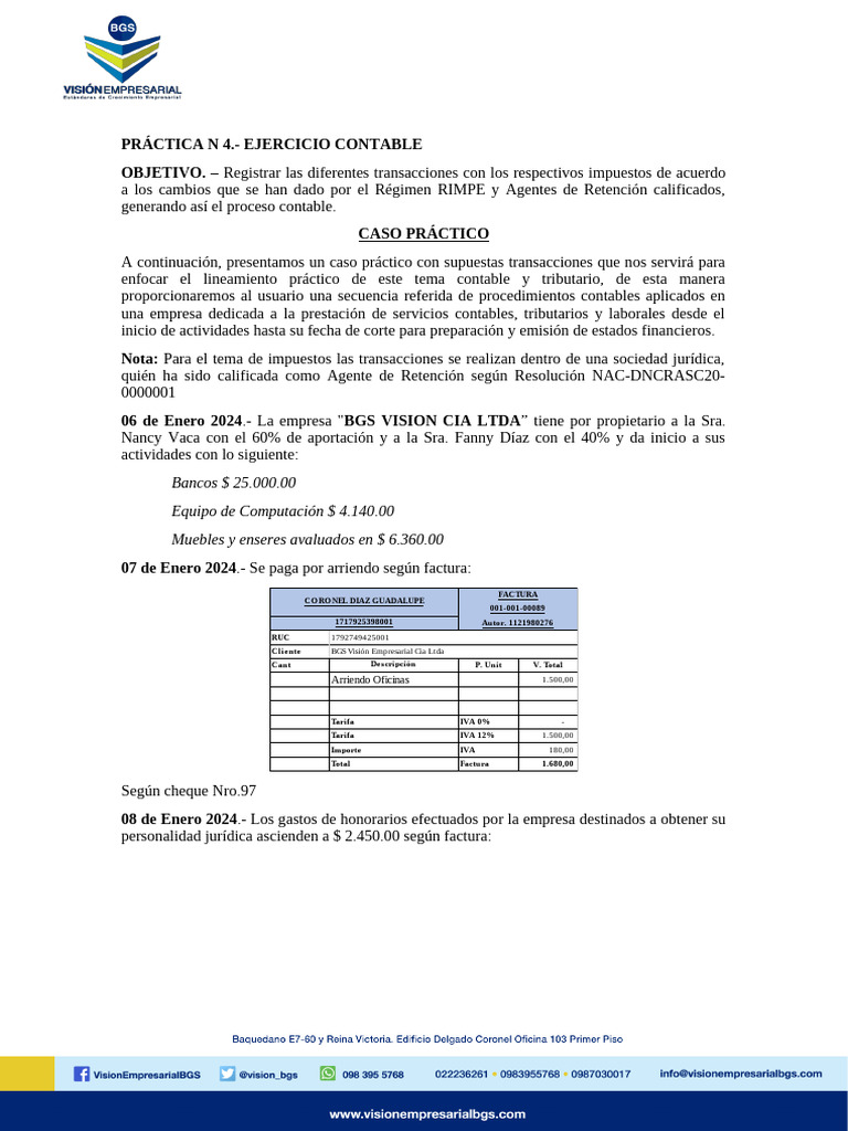 Prácticas Curso Asistente Contable 2024 | PDF | Factura | Contabilidad