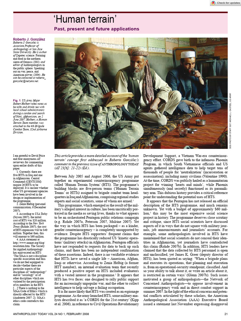 Anthropology Today - 2008 - González - Human Terrain | PDF