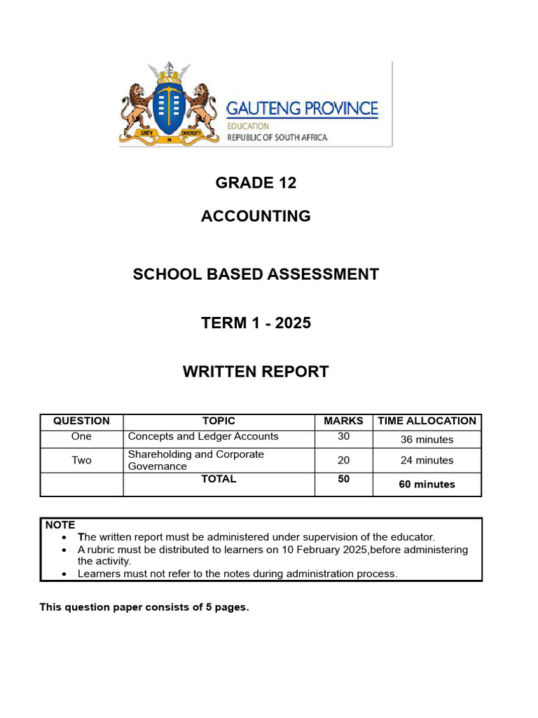 2025 Acc Grade 12 Written Report QP | PDF | Dividend | Government Finances