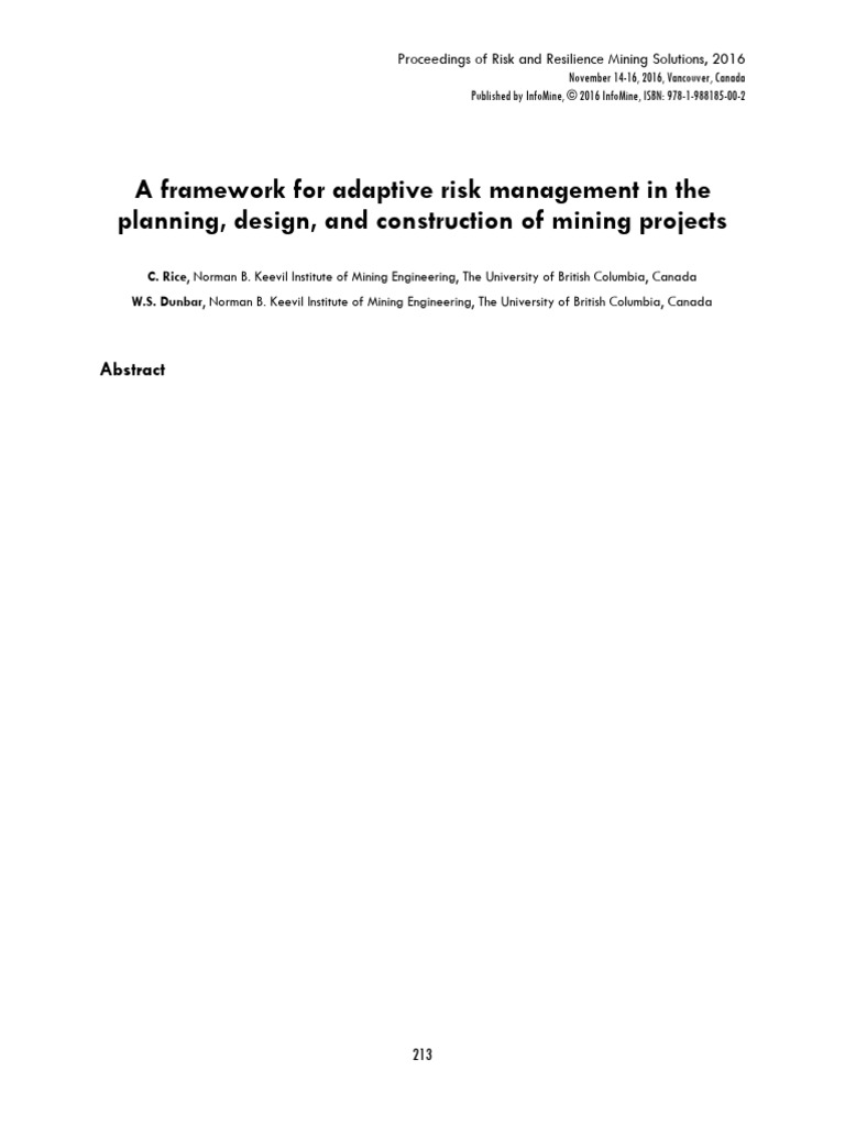 Rice C Adaptive Project Risk Management Framework 2016 | PDF | Risk ...