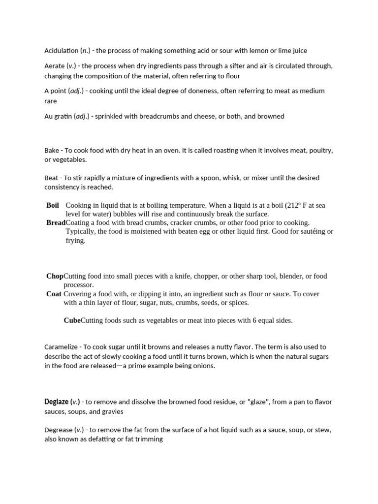 Essential Cookery Terms Explained | PDF | Breads | Cooking
