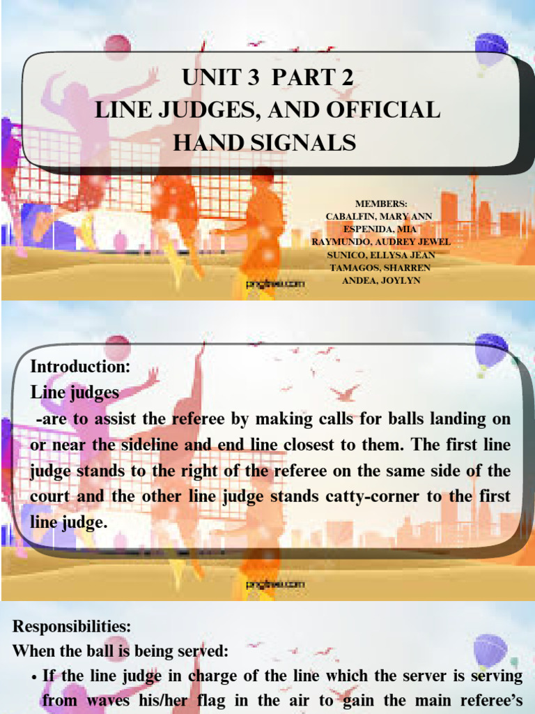 Unit 3 Part 2 Line Judges and Hand Signals | PDF | Hand | Finger