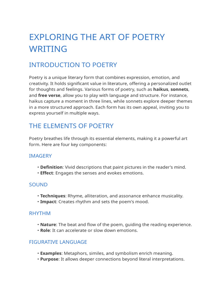 Mastering Poetry Writing Techniques | PDF