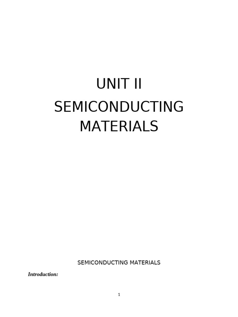 Unit 2 Semiconducting Materials | PDF | Semiconductors | Electrical Resistivity And Conductivity