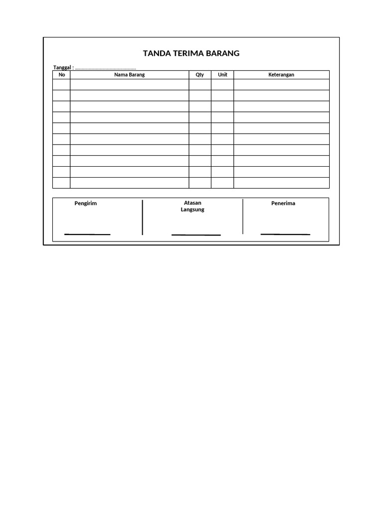 Form Tanda Terima Barang | PDF