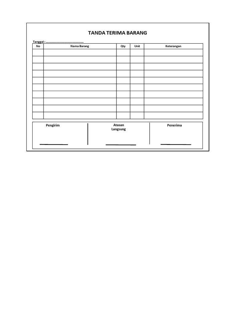 Form Tanda Terima Barang | PDF