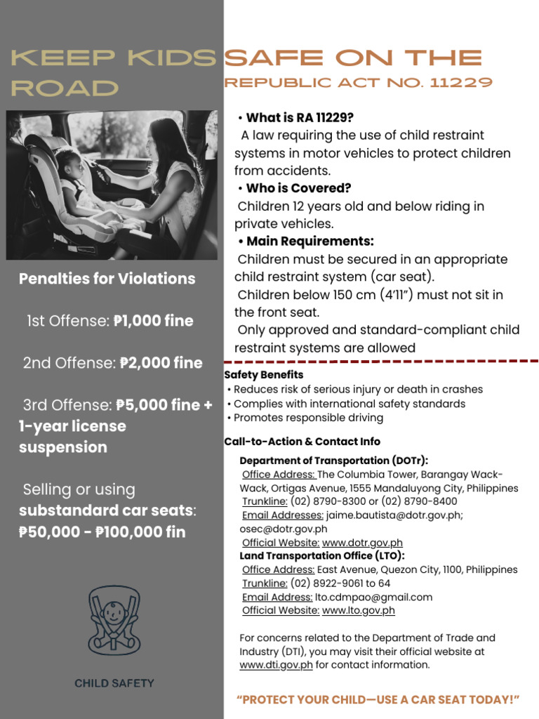 Child Restraint System Under RA 11229 | PDF | Land Transport | Road Safety