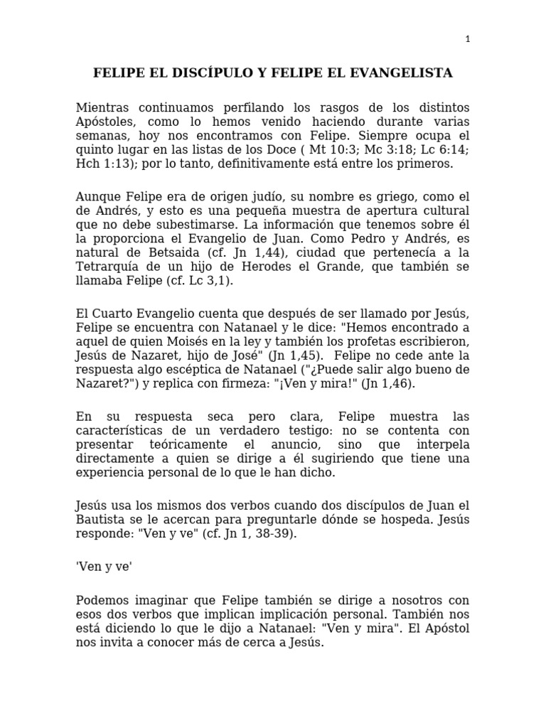 Felipe: Discípulo y Evangelista de Jesús | PDF | Contenido del Nuevo ...