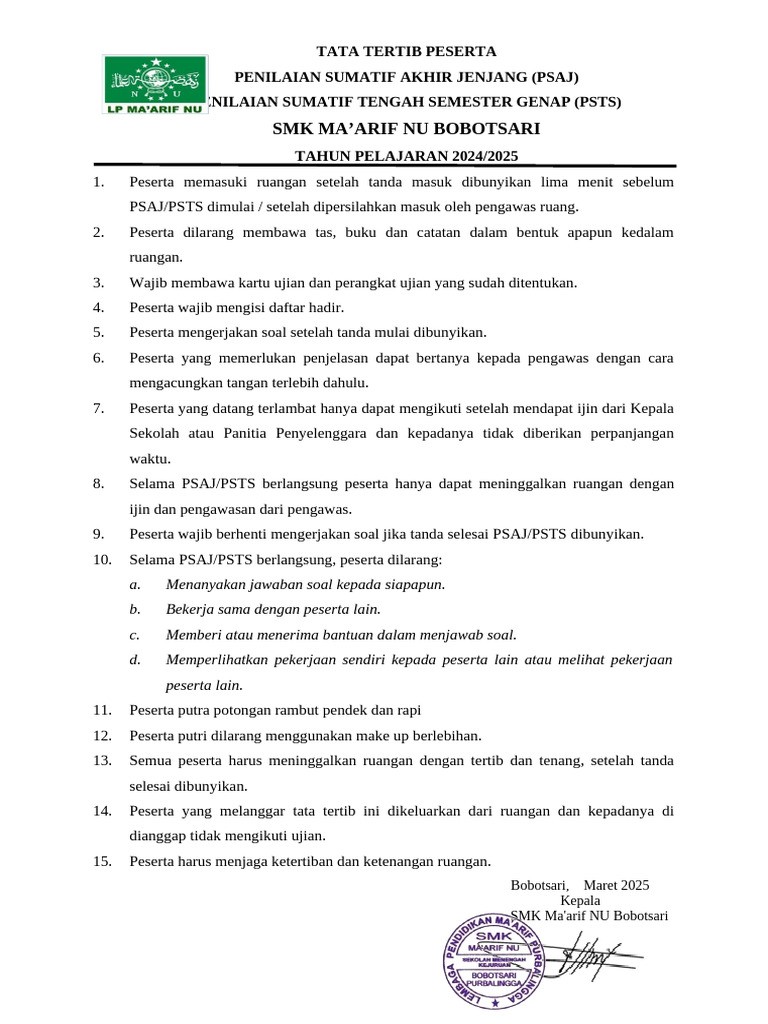 Tata Tertib Peserta | PDF