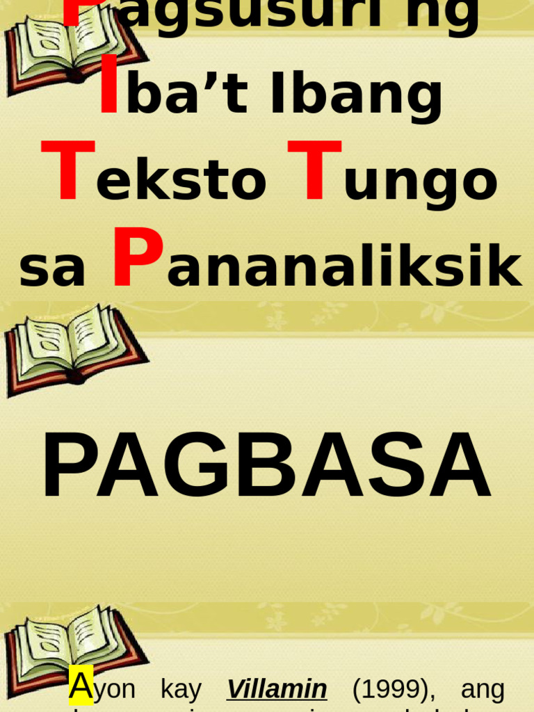 Intro Pagbasa at Pagsusuri NG Ibat Ibang Teksto Tungo | PDF