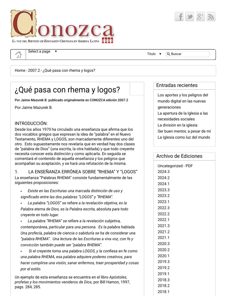 Conozca - ¿Qué Pasa Con Rhema y Logos | PDF | Biblia | espíritu Santo