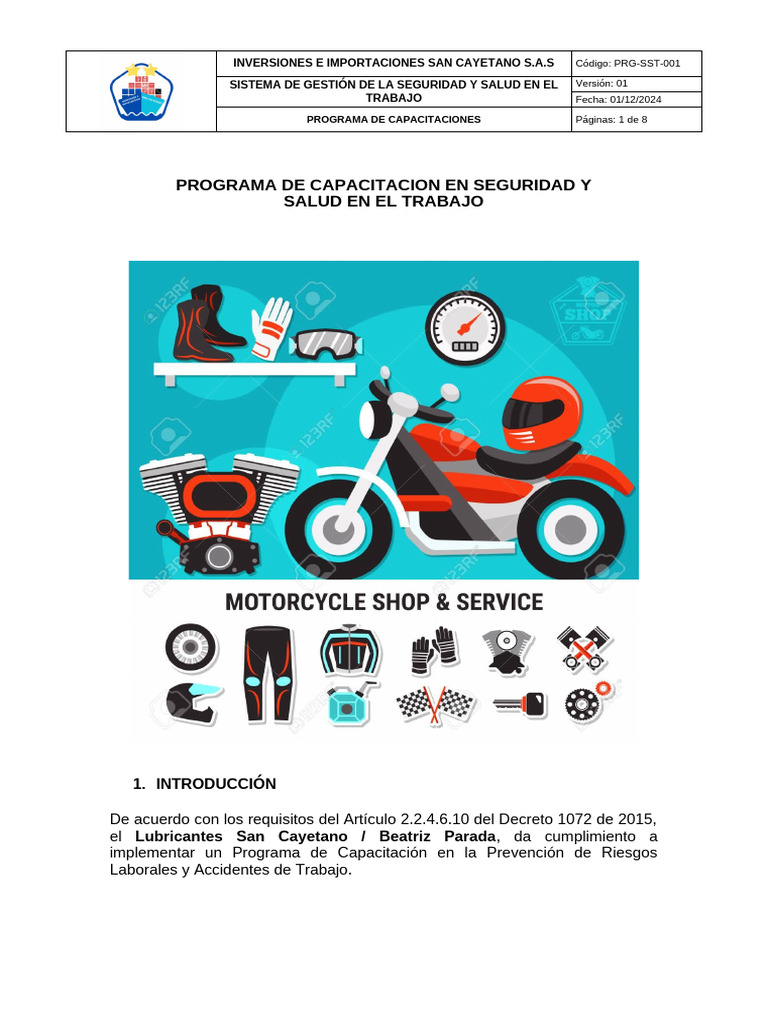 Programa de Capacitacion SST | PDF | Riesgo | Creación de capacidad