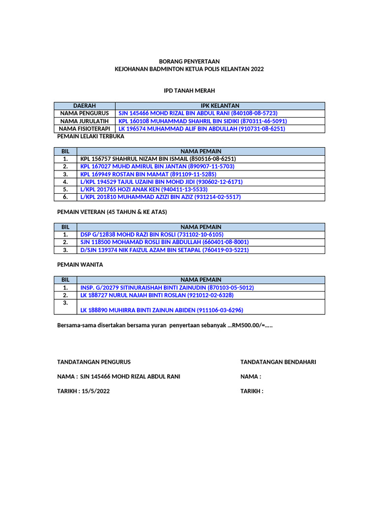 Ipd Tanah Merah | PDF