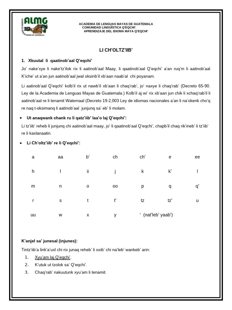 Q'eqchi' 2021 | PDF
