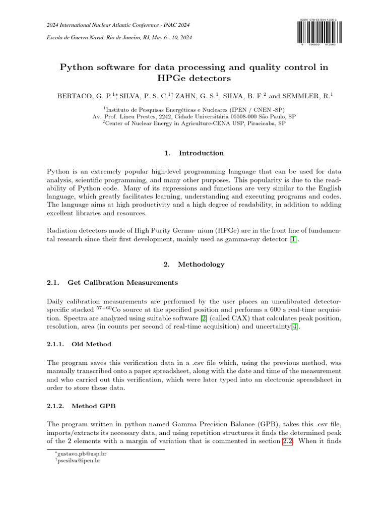 Python Software For Data Processing and Quality Control in HPGe Detectors | PDF | Data