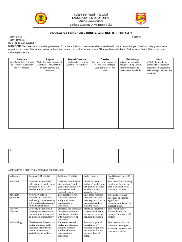 Working Bibliography Guidelines for SHS | PDF | Accuracy And Precision ...