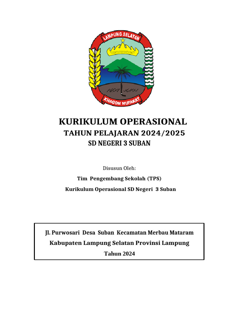 3 Dokumen 1 KOSP Kurikulum Merdeka Mandiri Berubah 2023 - 2024 SDN 4 BL | PDF