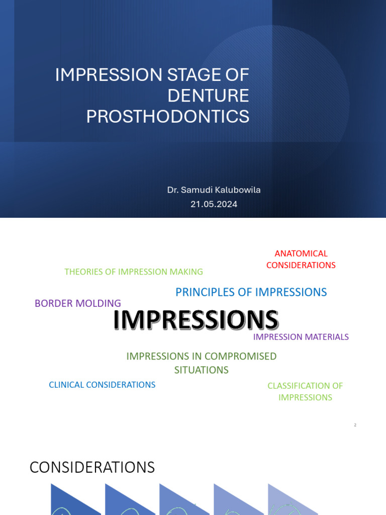 Impression Stage of Complete Denture Prosthodontics | PDF | Dentures ...