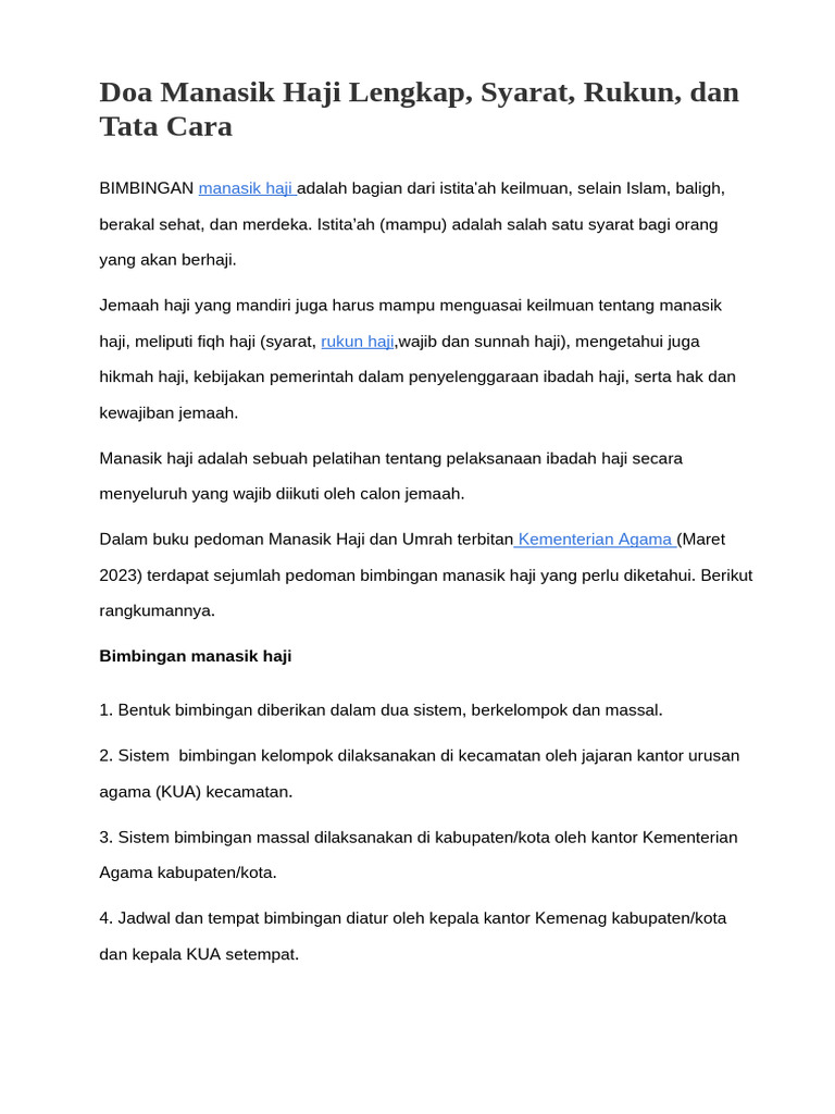 Panduan Lengkap Manasik Haji 2023 | PDF