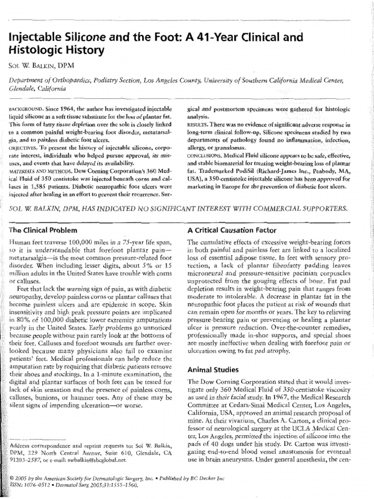 Injectable Silicone | PDF | Pain | Peripheral Neuropathy