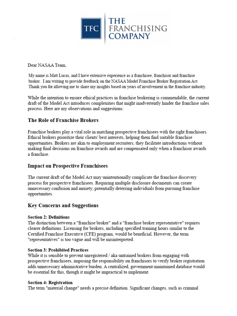 TFC Broker Registration Act 1 | PDF | Franchising | Business