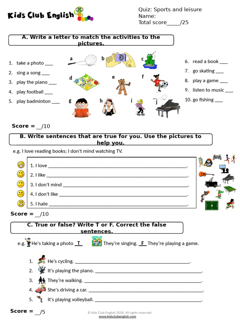 Sports and Leisure Test | PDF