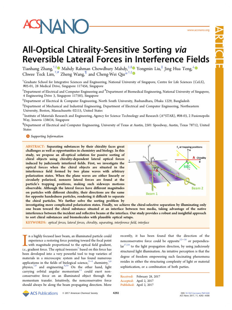 Optical Lateral Force Mahdy | PDF | Force | Polarization (Waves)