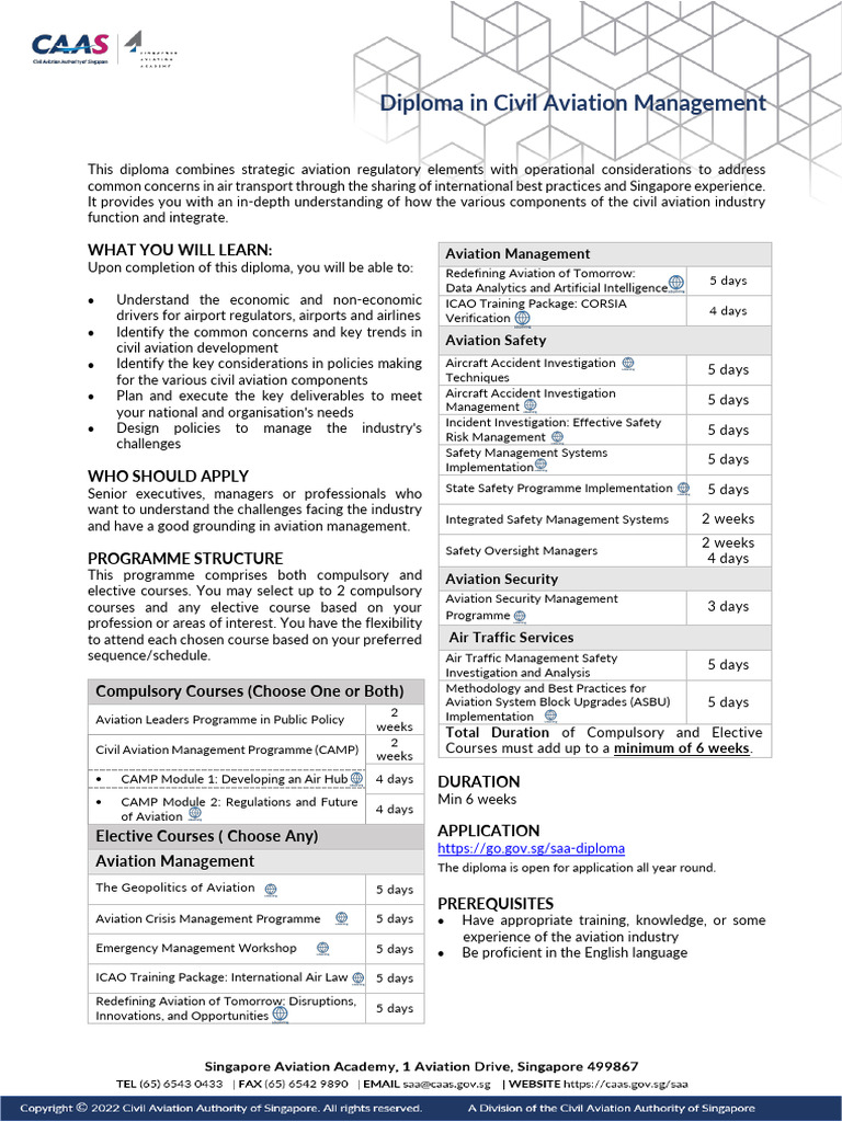Diploma in Civil Aviation Management | PDF | Aviation Accidents And ...