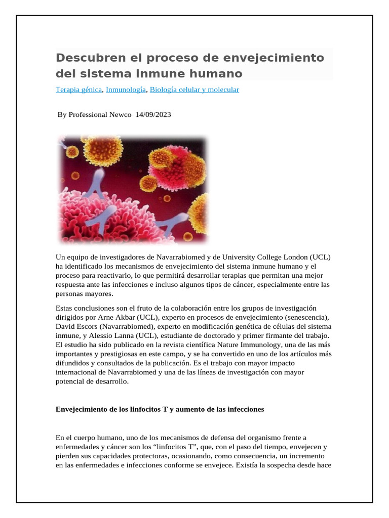 Art Inmuno 3 | PDF | Sistema inmune | Envejecimiento