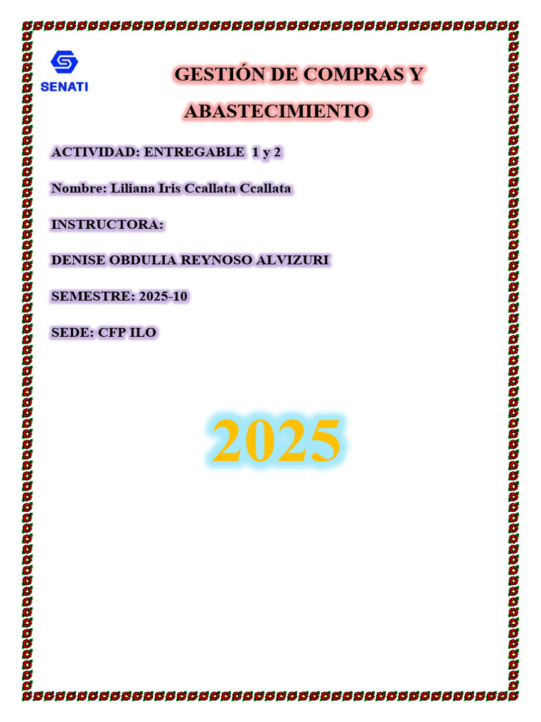 Entregable+2+de+Gestion+de+Compras+y+Abastecimiento | PDF | Calidad (comercial) | Logística