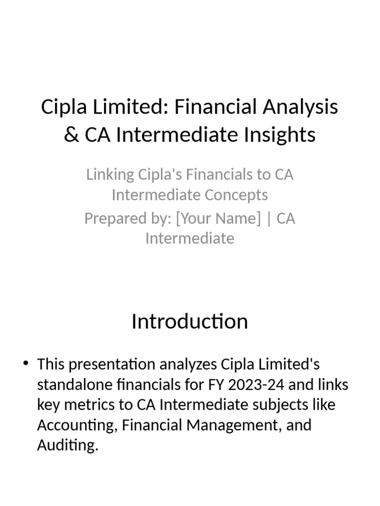 Cipla Financial Analysis CA Inter | PDF