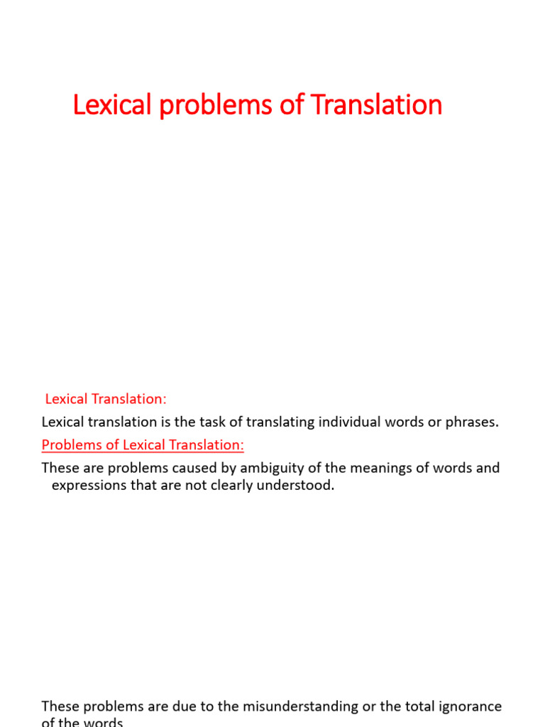 Lexical Problems of Translation | PDF | Linguistic Typology | Linguistic Morphology