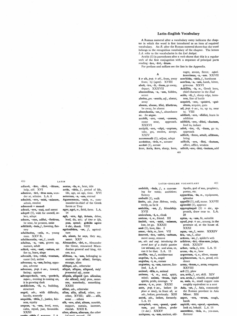 Latin-English Vocabulary List | PDF