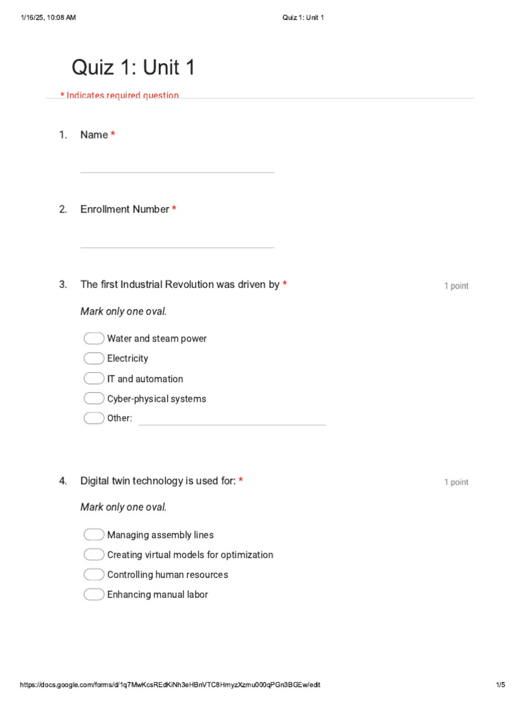 IO QUIZ1 - Google Forms | PDF