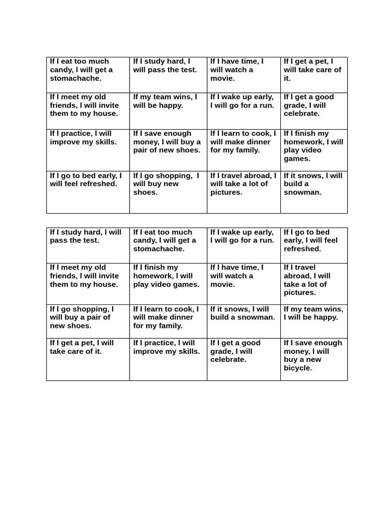 First Conditional BINGO & Exercise | PDF