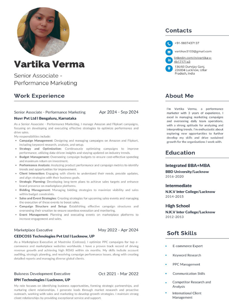 VartikaV Updated Resume PDF 20241115 | PDF