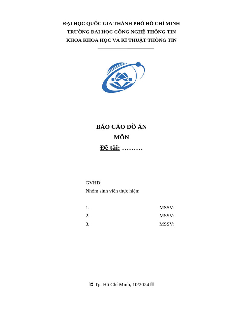 Mẫu Báo Cáo Đồ Án - CITD - Nhom | PDF