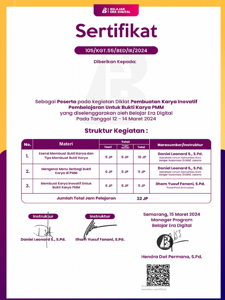 Sertifikat PEBRI - 2 | PDF