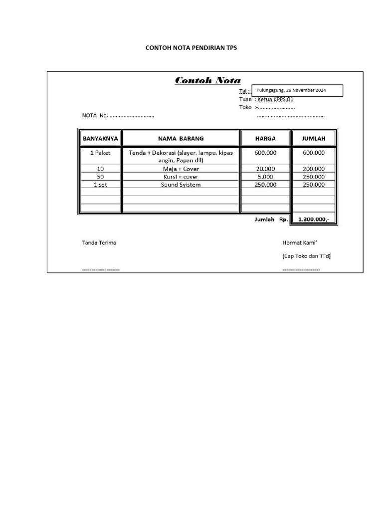 Nota Pembuatan TPS Kpps. | PDF