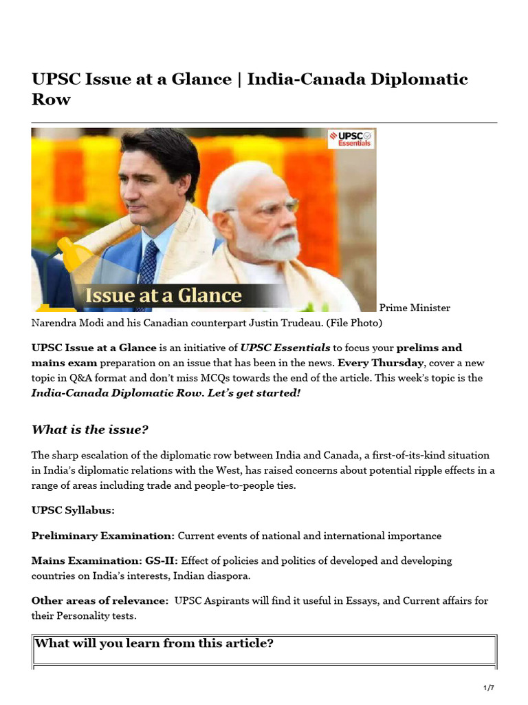 India-Canada Diplomatic Row | PDF | International Relations | Global ...