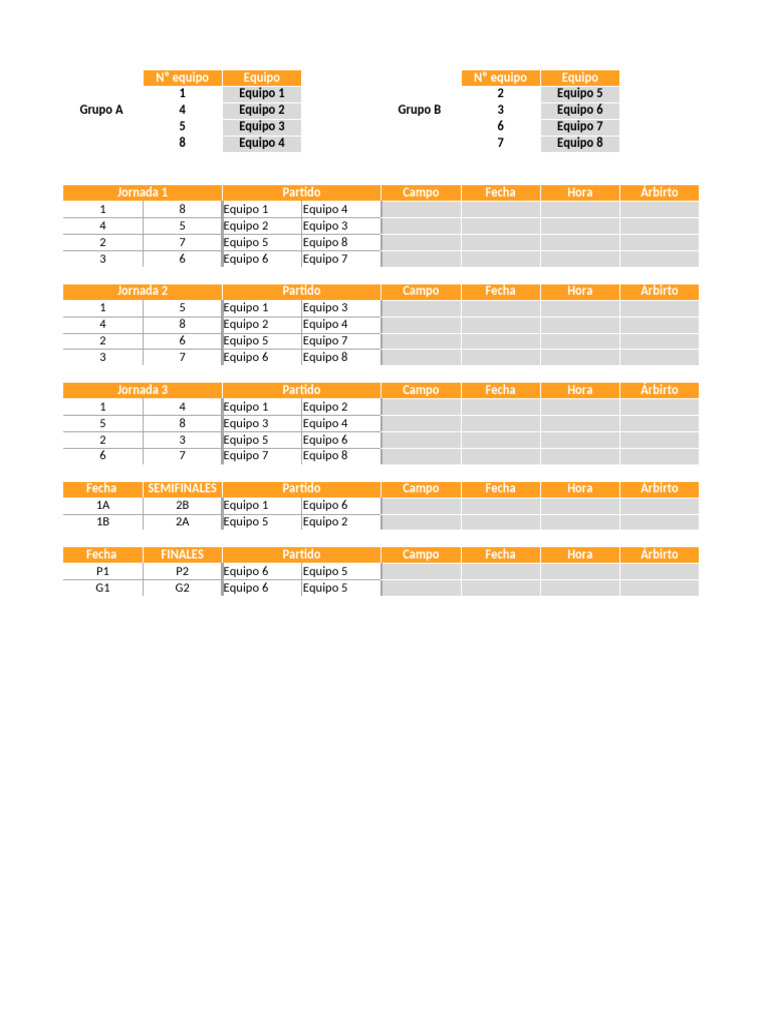 Fixture Torneo 8 Equipos Todos Contra Todos | PDF
