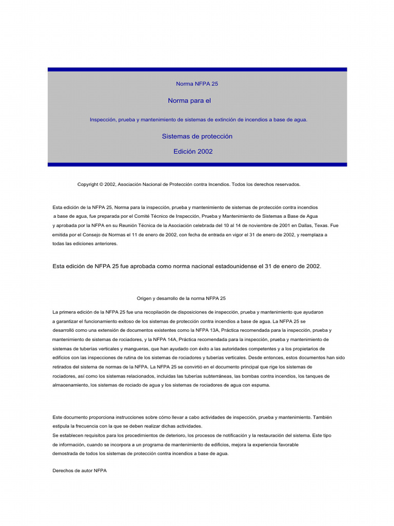 Nfpa 25 | PDF | Presión | Agua