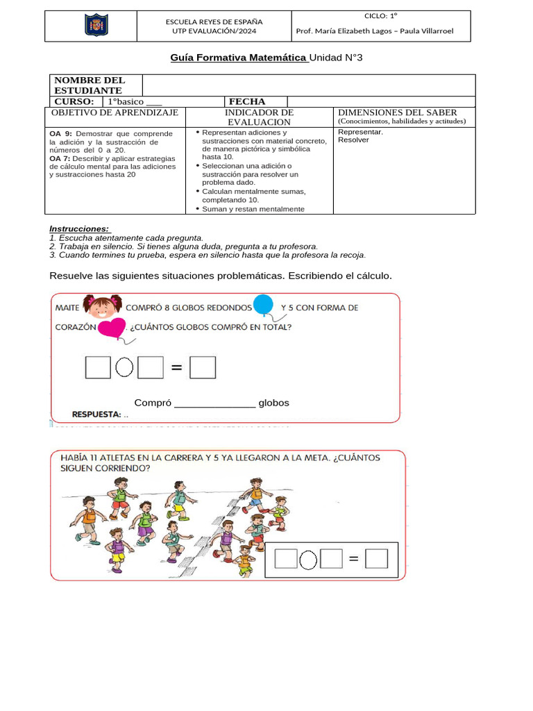 Prueba Formativa Matemática Unidad N3 | PDF