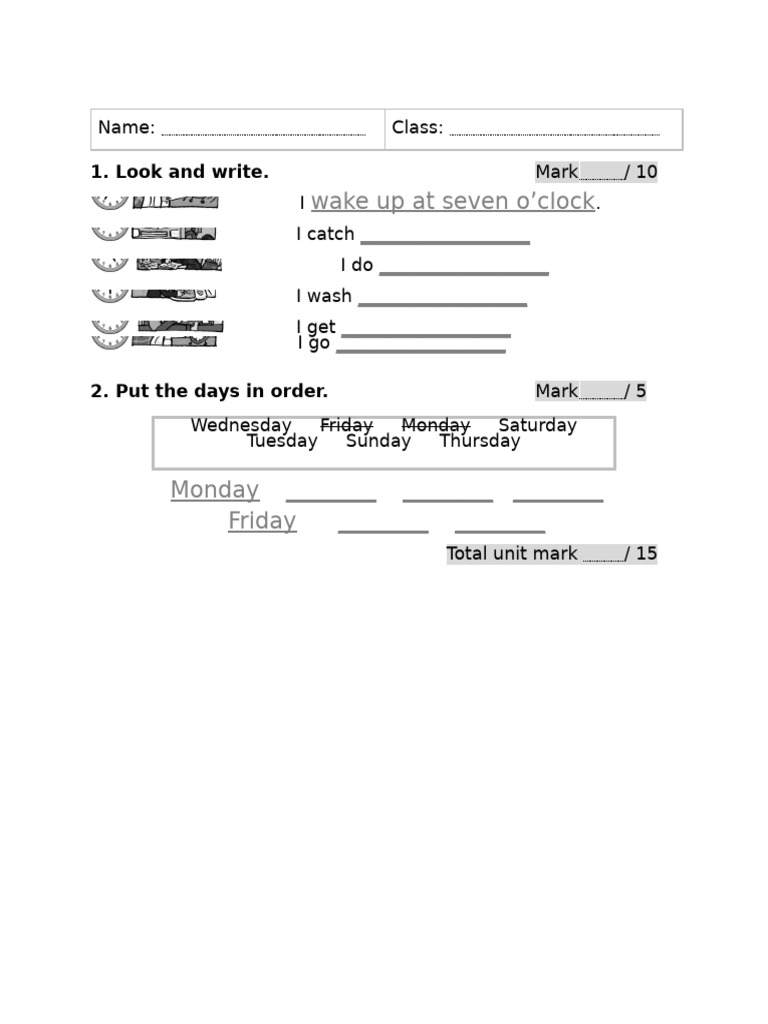 Daily Routine and Weekday Ordering Activity | PDF