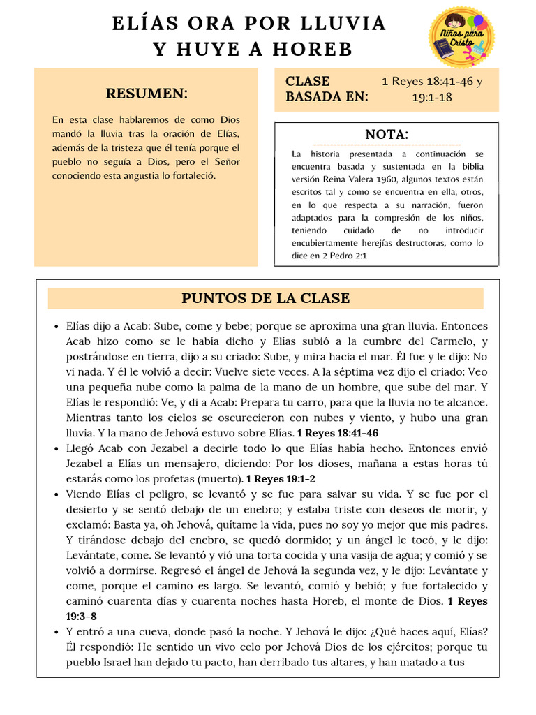 Clase184.Elías Huye A Horeb | PDF | Elijah | Libros de reyes