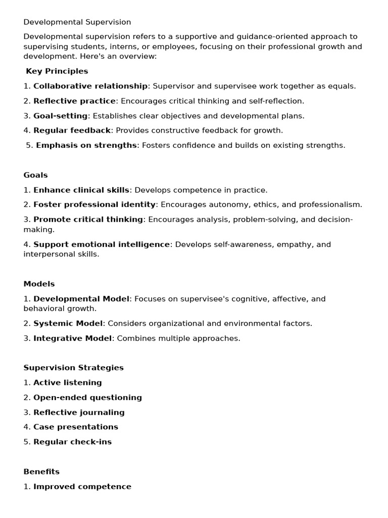 Developmental Supervision | PDF | Mentorship | Goal Setting