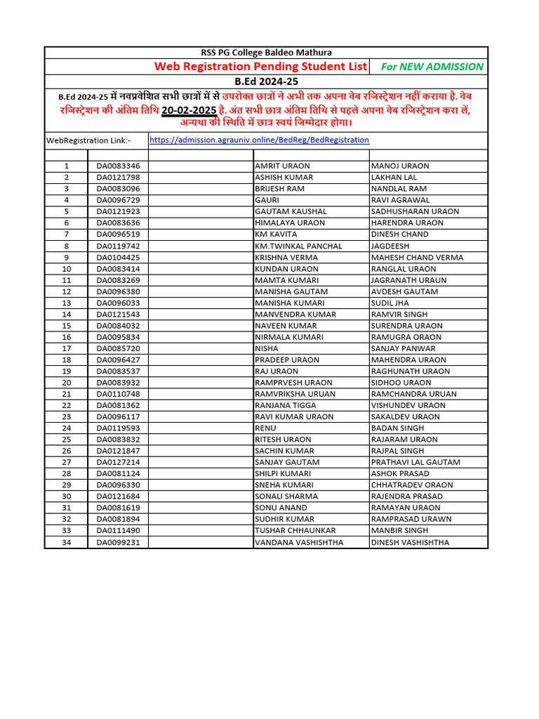 Pending Web Registration Student B.Ed | PDF