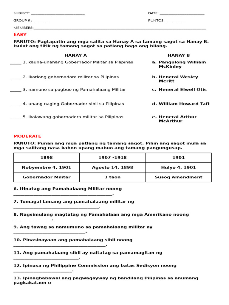 Ambagan Quiz | PDF