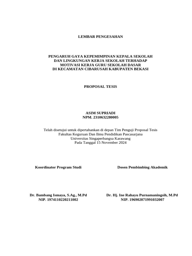 Lembar Pengesahan Proposal_asim Supriadi | PDF